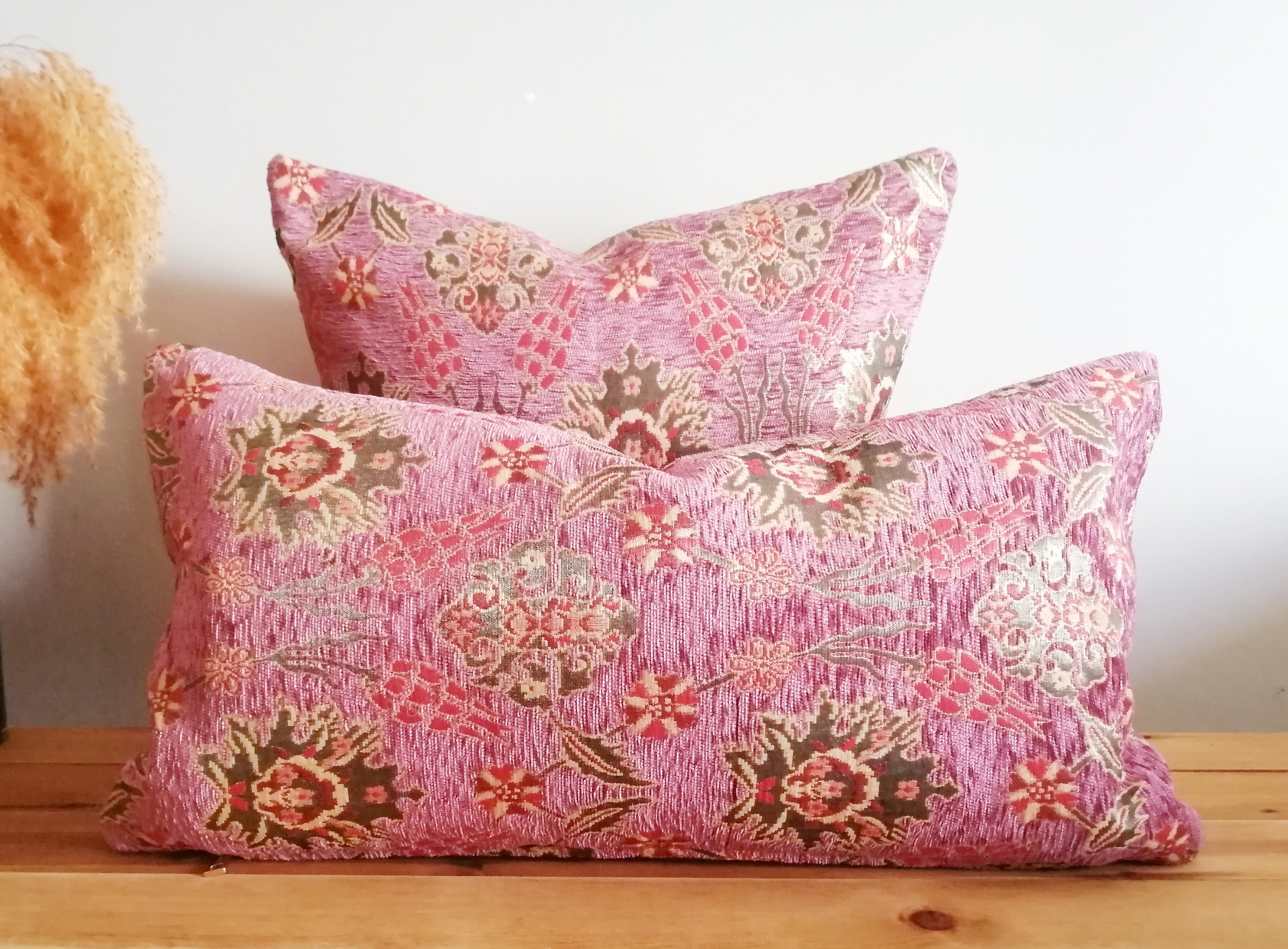 Tulip Design Pink Kilim Pillow Pink Floral Pillow Cover Pink Lumbar ...