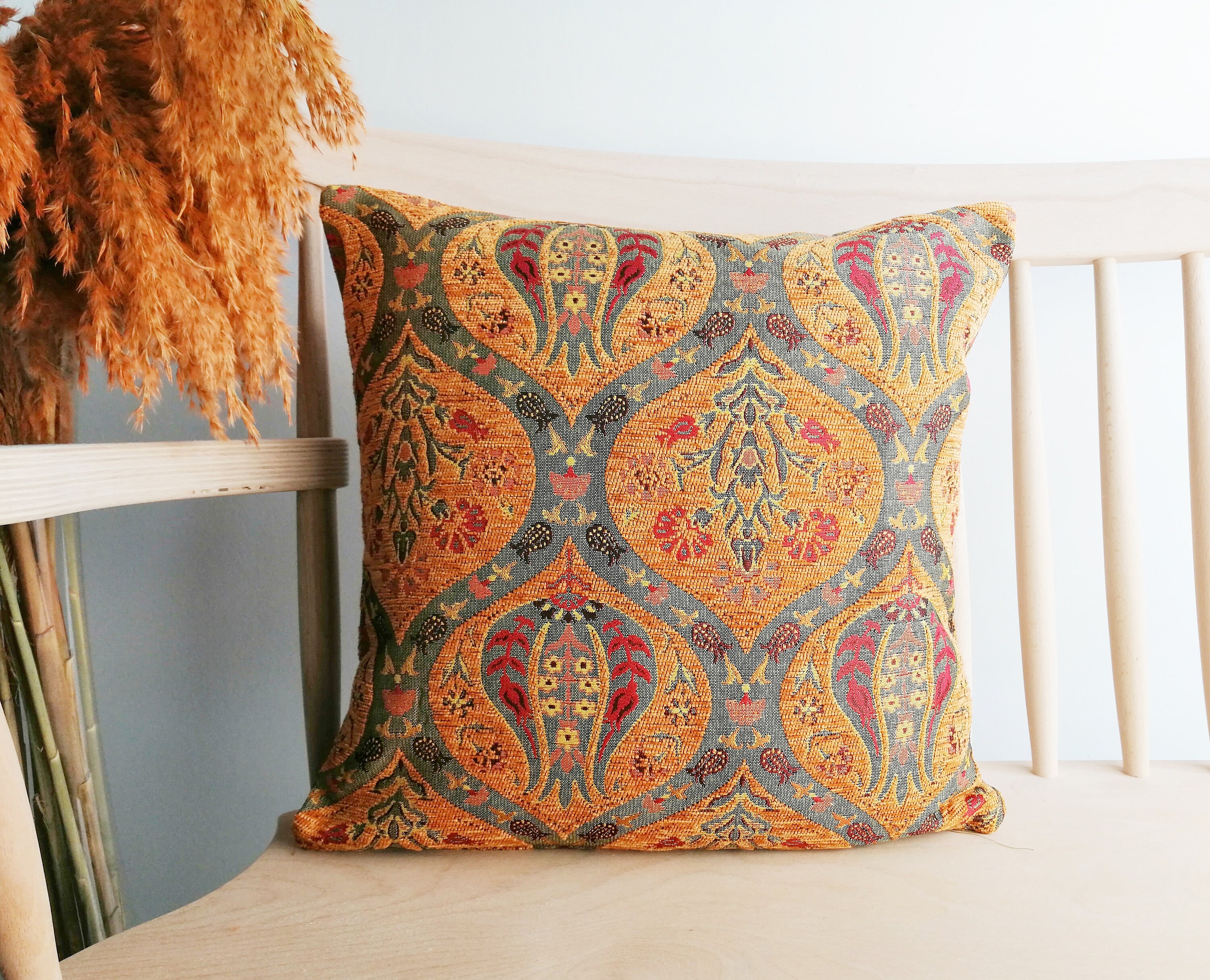 Kilim Pillow Decorative Chenille Pillows 18''x18' - Etsy