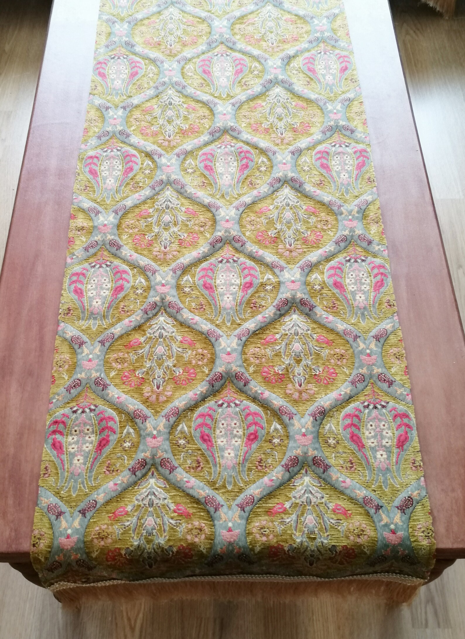 Turkish Table Runner With Tassels Turquoise Green Red Table | Etsy