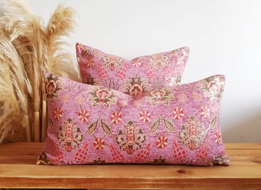 Dusty Pink Chenille Turkish Decorative Pillow Covers Lumbar Pillow All ...