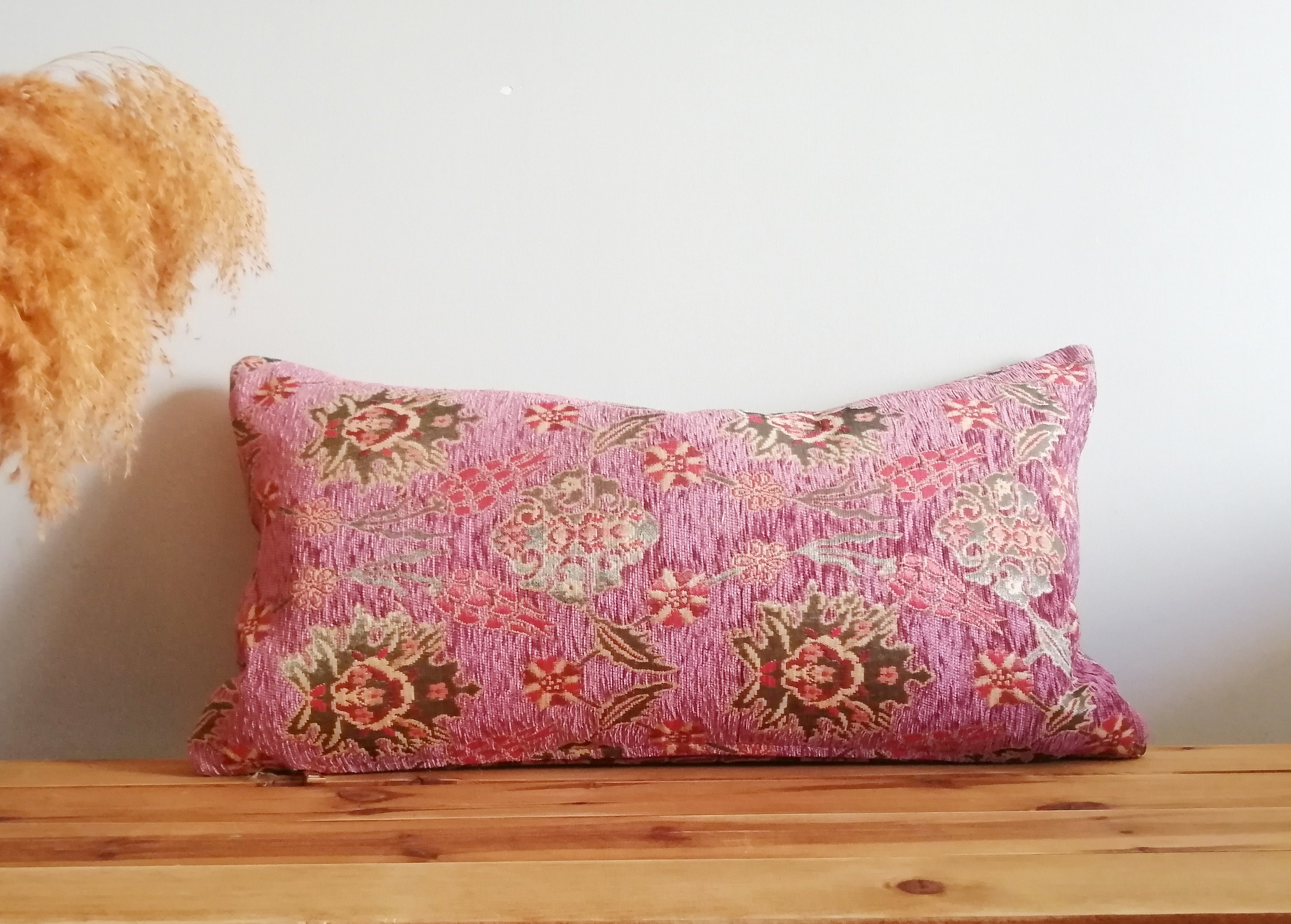 Tulip Design Pink Kilim Pillow Pink Floral Pillow Cover Pink Lumbar ...