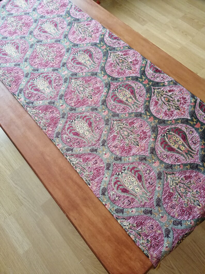 Turkish Table Runner With Tassels Turquoise Green Red Table | Etsy