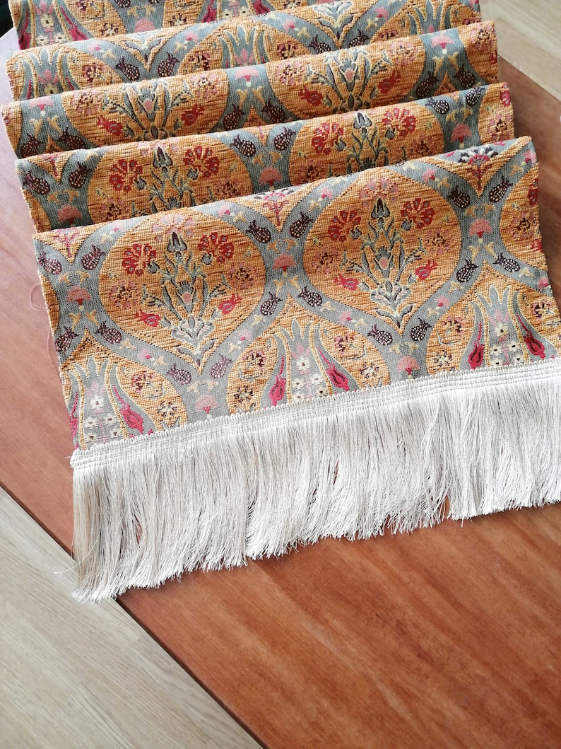 Turkish Table Runner With Tassels Turquoise Green Red Table | Etsy