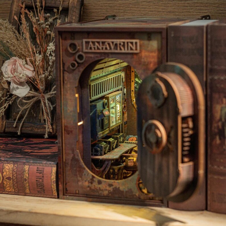 Abandoned Submarine Book Nook Kit – DIY Miniature Shelf Insert With LED, Nautical Steampunk ...