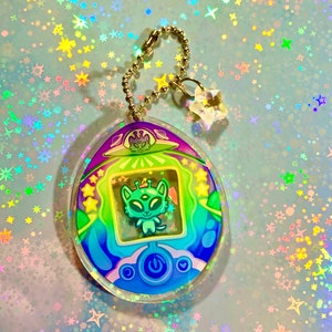 Alien Kitty Virtual Pet Holographic Acrylic Keychain - Etsy