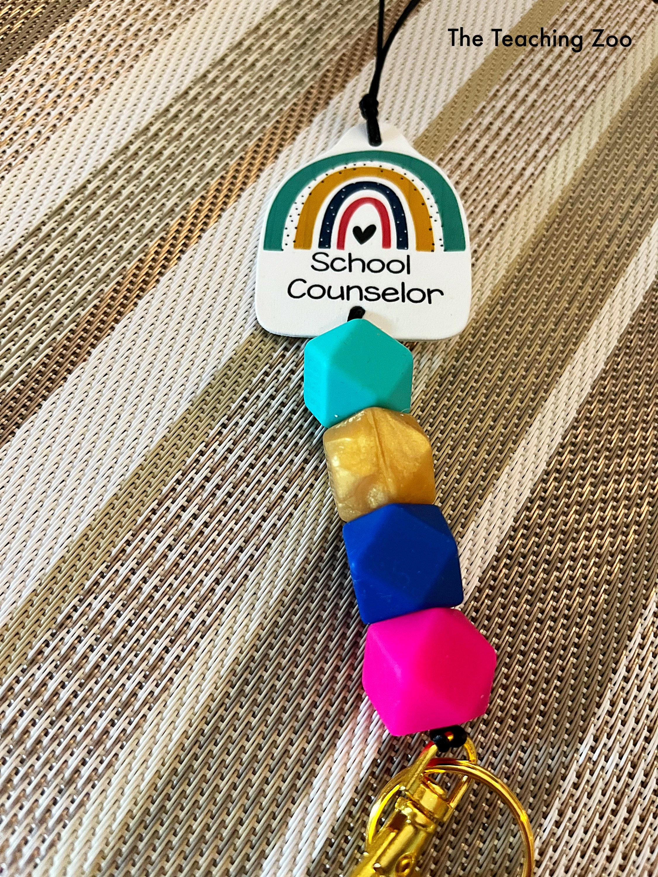 Boho Rainbow School Counselor Teacher Lanyard With Silicone Beads for ...