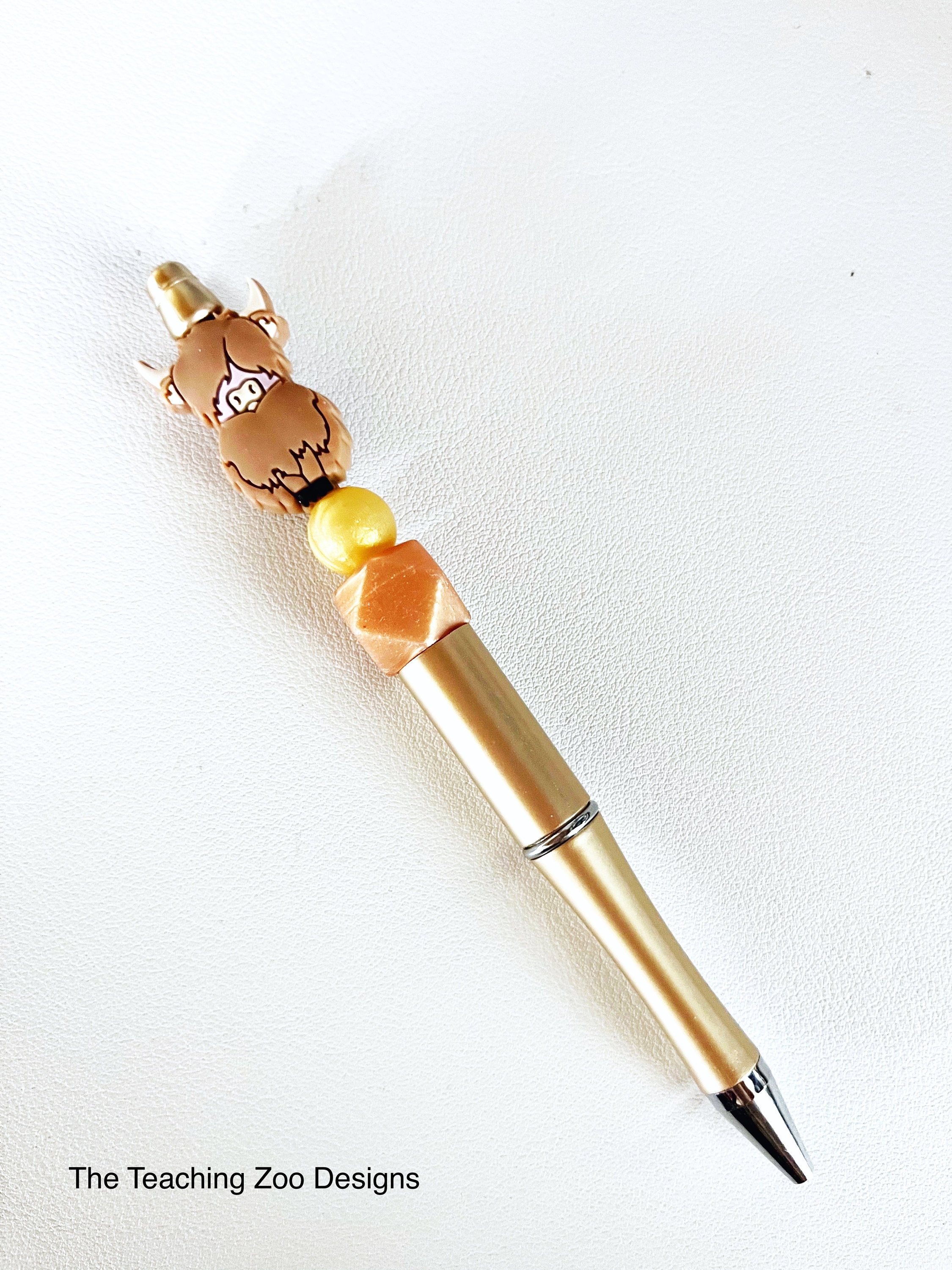Highland Cow Pencil With Beads || Beaded Pencil || Teacher Pencil || - Etsy