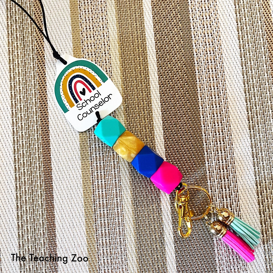 Boho Rainbow School Counselor Teacher Lanyard With Silicone - Etsy