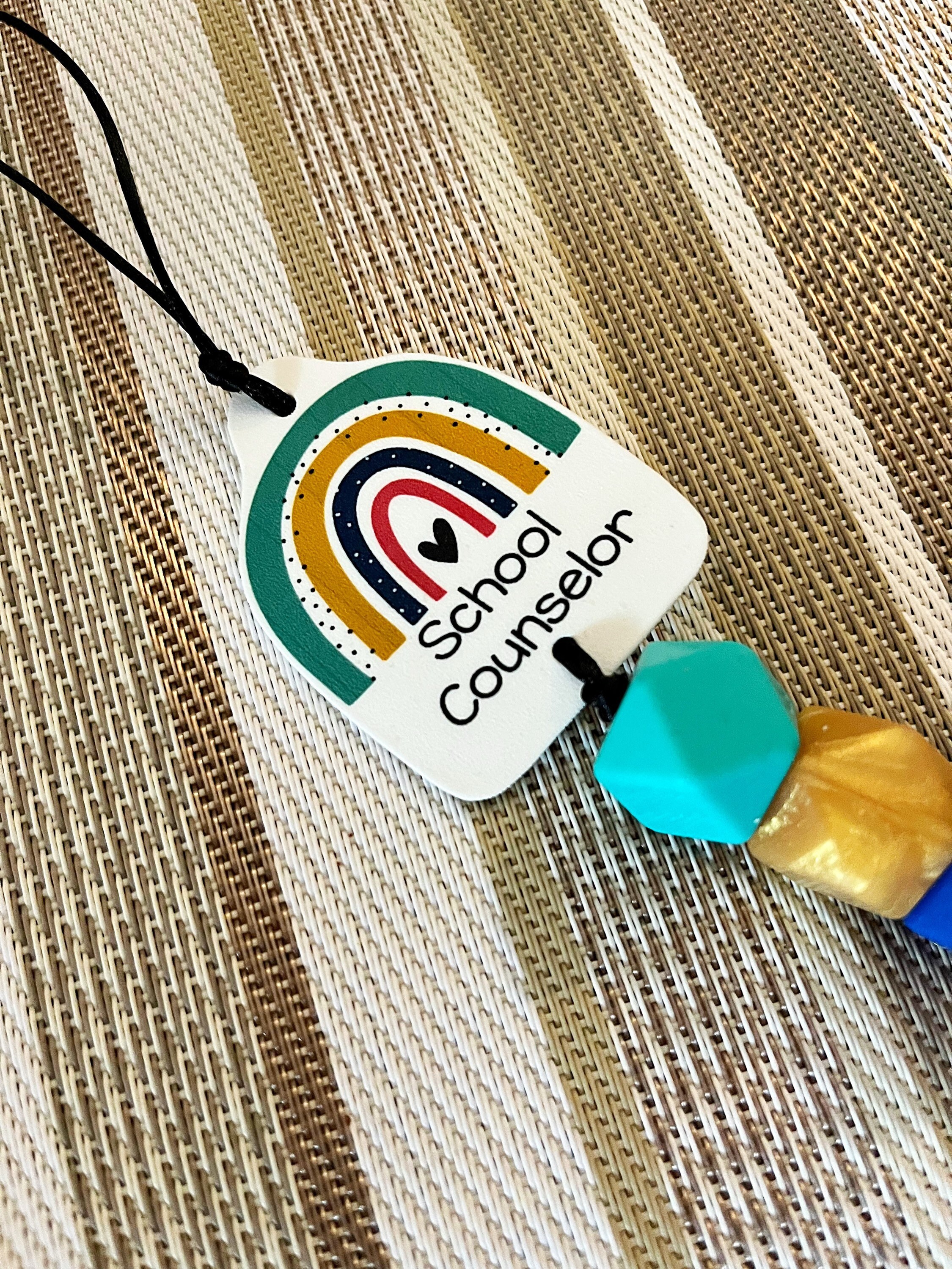 Boho Rainbow School Counselor Teacher Lanyard With Silicone Beads for ...