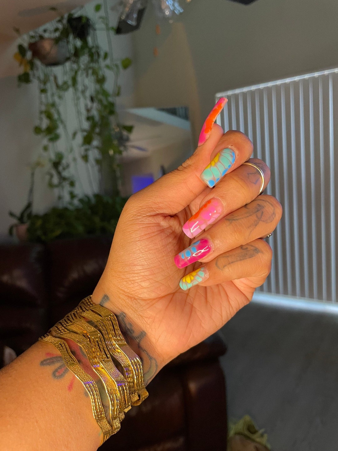 Tie Dye Press on Nails - Etsy