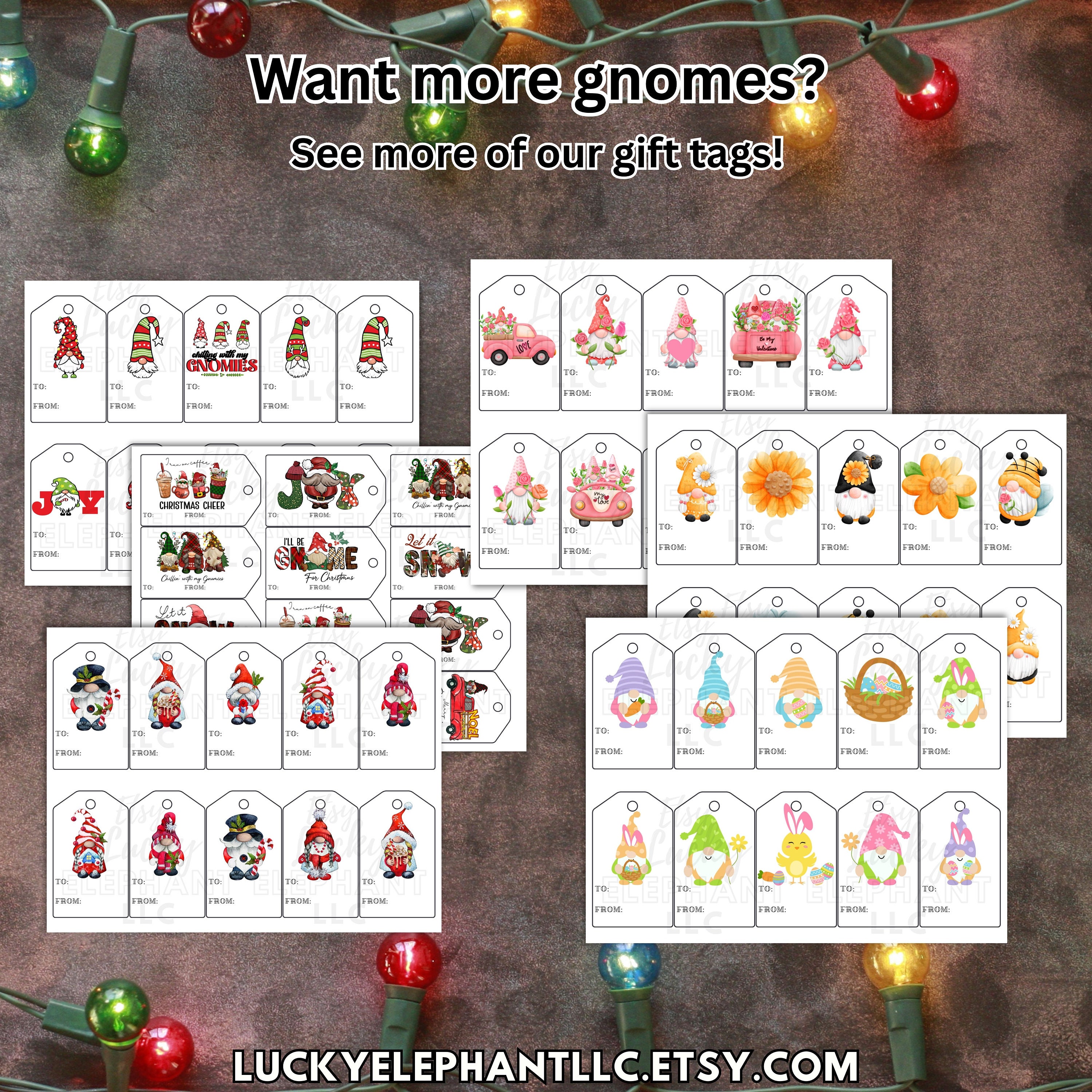 Christmas Gnome Gift Tags PDF & PNG Canva Template - Etsy