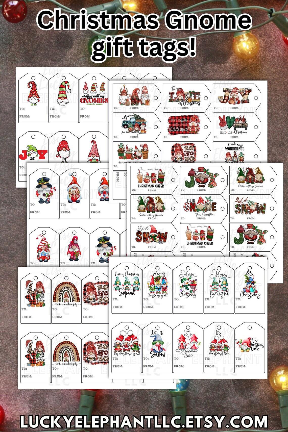Christmas Gnome Gift Tags PDF & PNG Canva Template - Etsy