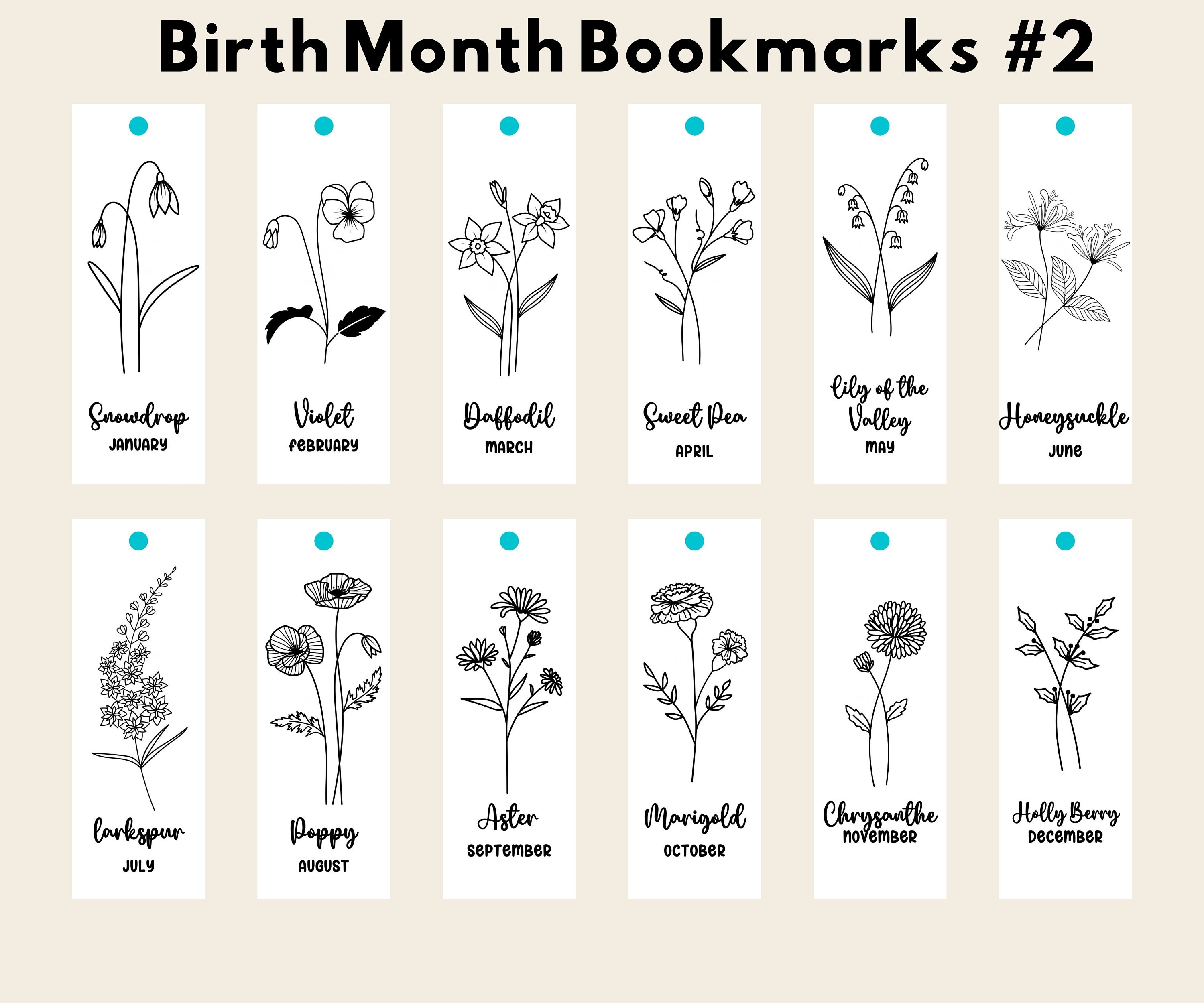 Birth Flower Bookmark for Book Lovers, Custom Birth Month Bookmark Gift ...