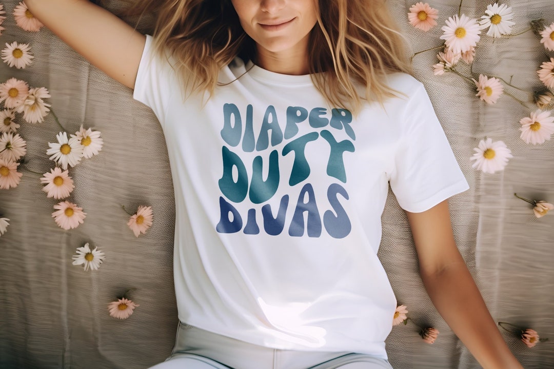 Diaper Duty Divas Funny New Mom Shirt, Couples and Dad Tshirt, Gift ...
