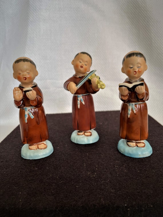 Musical Friar Monks Figurine Trio Artmark Japan | Etsy