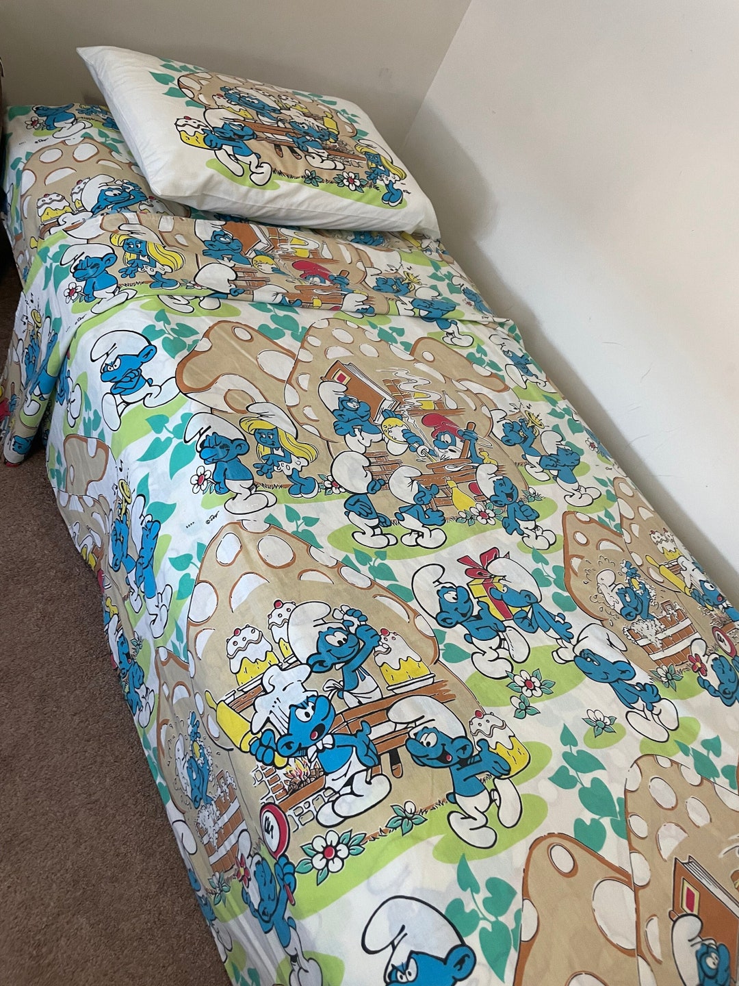 Vintage '80's Smurfs Sheet Set Size Twin - Etsy