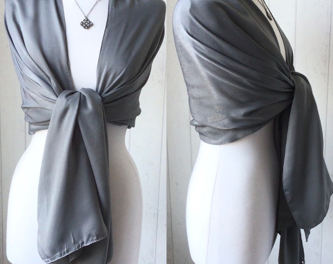 Charcoal Grey Silk Shawl / Grey Wrap Silk Shawl /silk Grey | Etsy