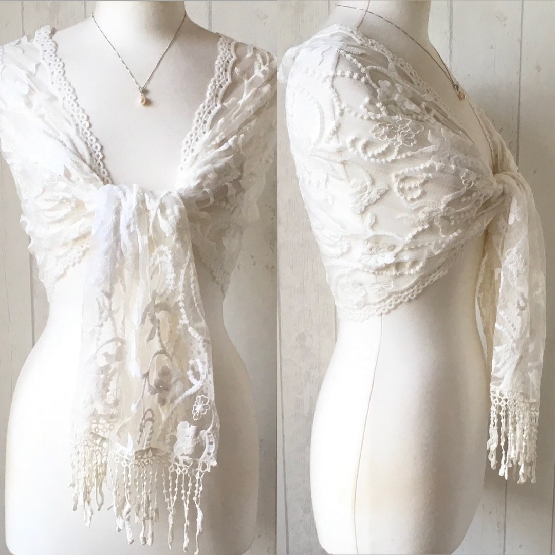 Bridal Creamy White Lace Shawl / Creamy White Bridal Shawl / - Etsy