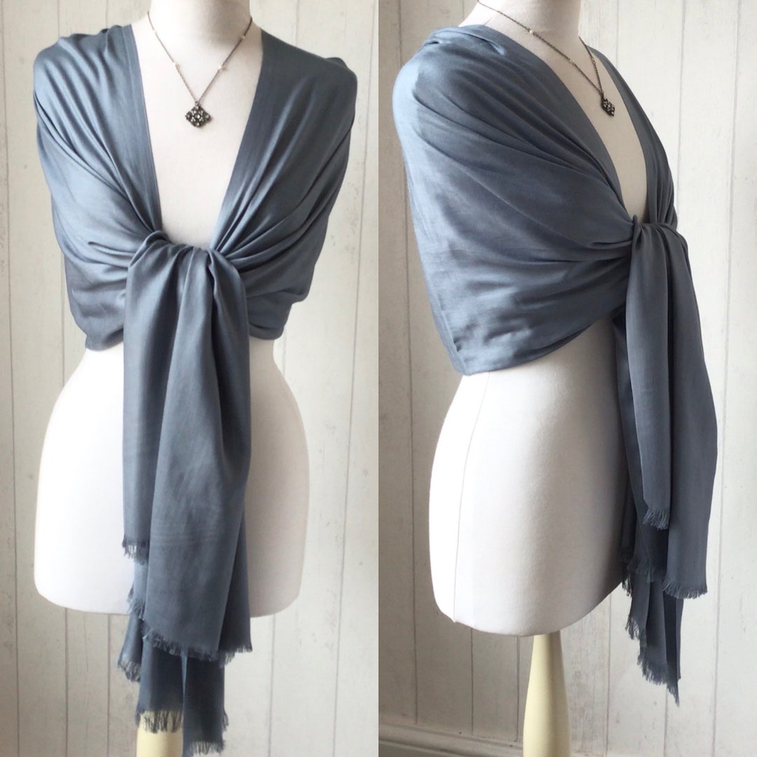 Grey Pashmina/grey Wrap/ Grey Shawl/blue Lightweight Wrap/grey Wedding ...