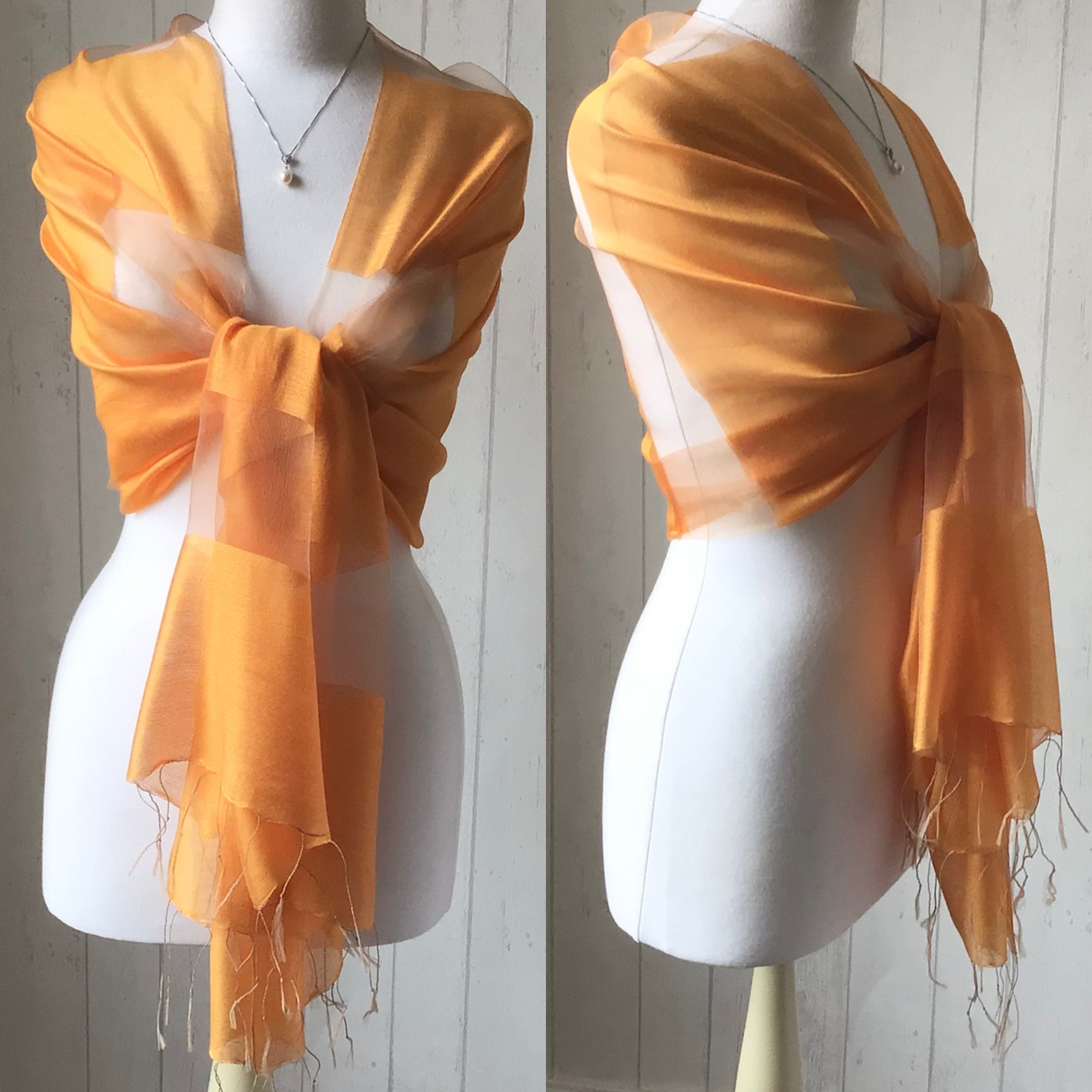 Orangey Yellow Silk Lurex Sheen Wrap Shawl Scarf / Orangey Yellow Shawl ...