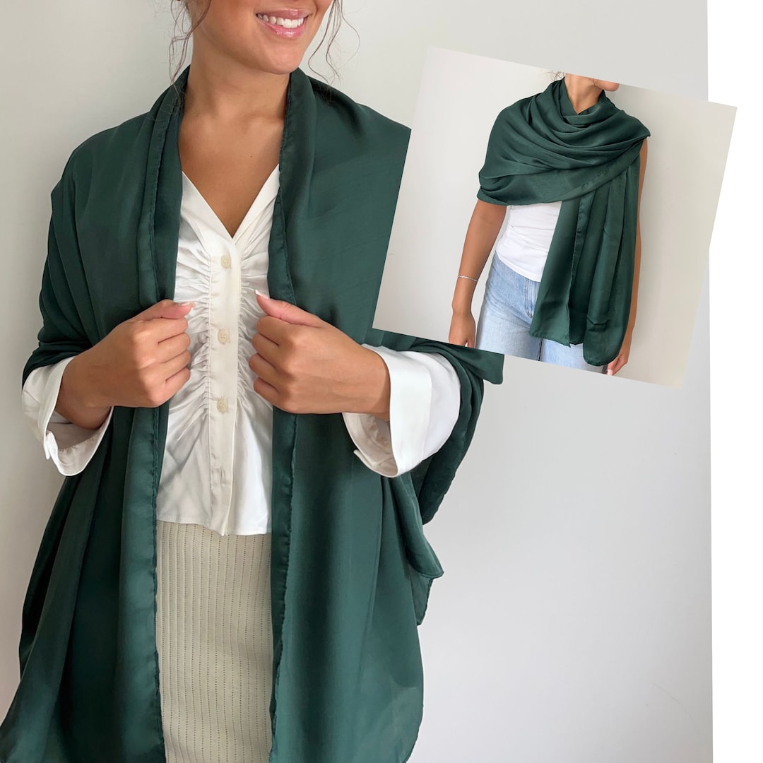 Green Silk Shawl / Dark Green Wrap Silk Shawl / Green Silk Wrap ...
