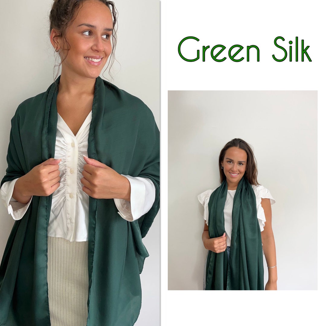 Green Shawl, Green Wrap, Green Silk Shawl, Dark Green Wrap Silk Shawl ...