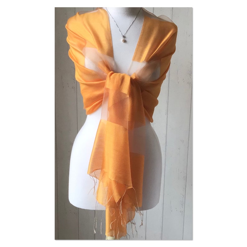 Orangey Yellow Silk Lurex Sheen Wrap Shawl Scarf / Orangey - Etsy