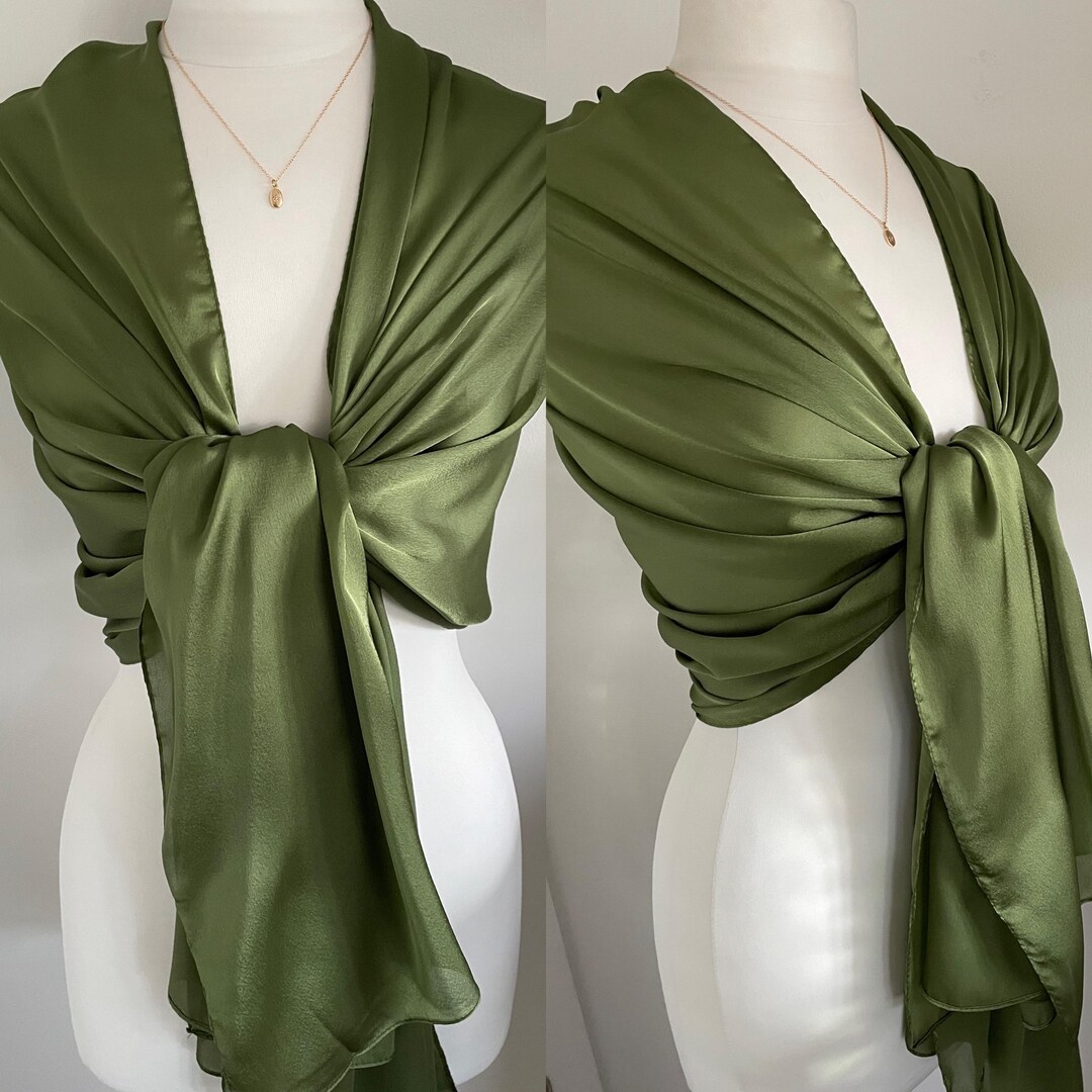 REDUCED - Olive Green Silk Shawl Olive Green Wrap Silk Shawl Green Silk ...