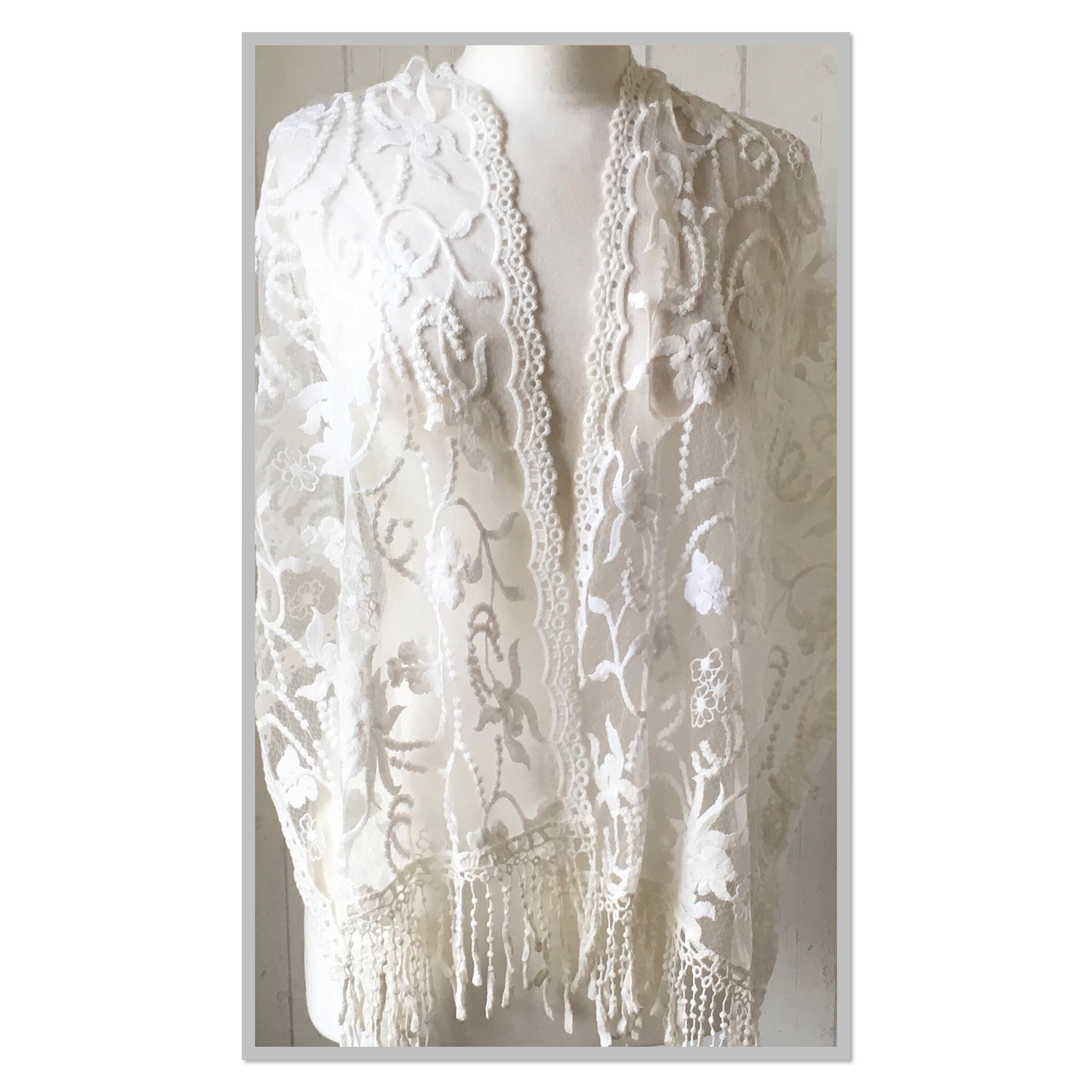 Bridal Creamy White Lace Shawl / Creamy White Bridal Shawl / - Etsy
