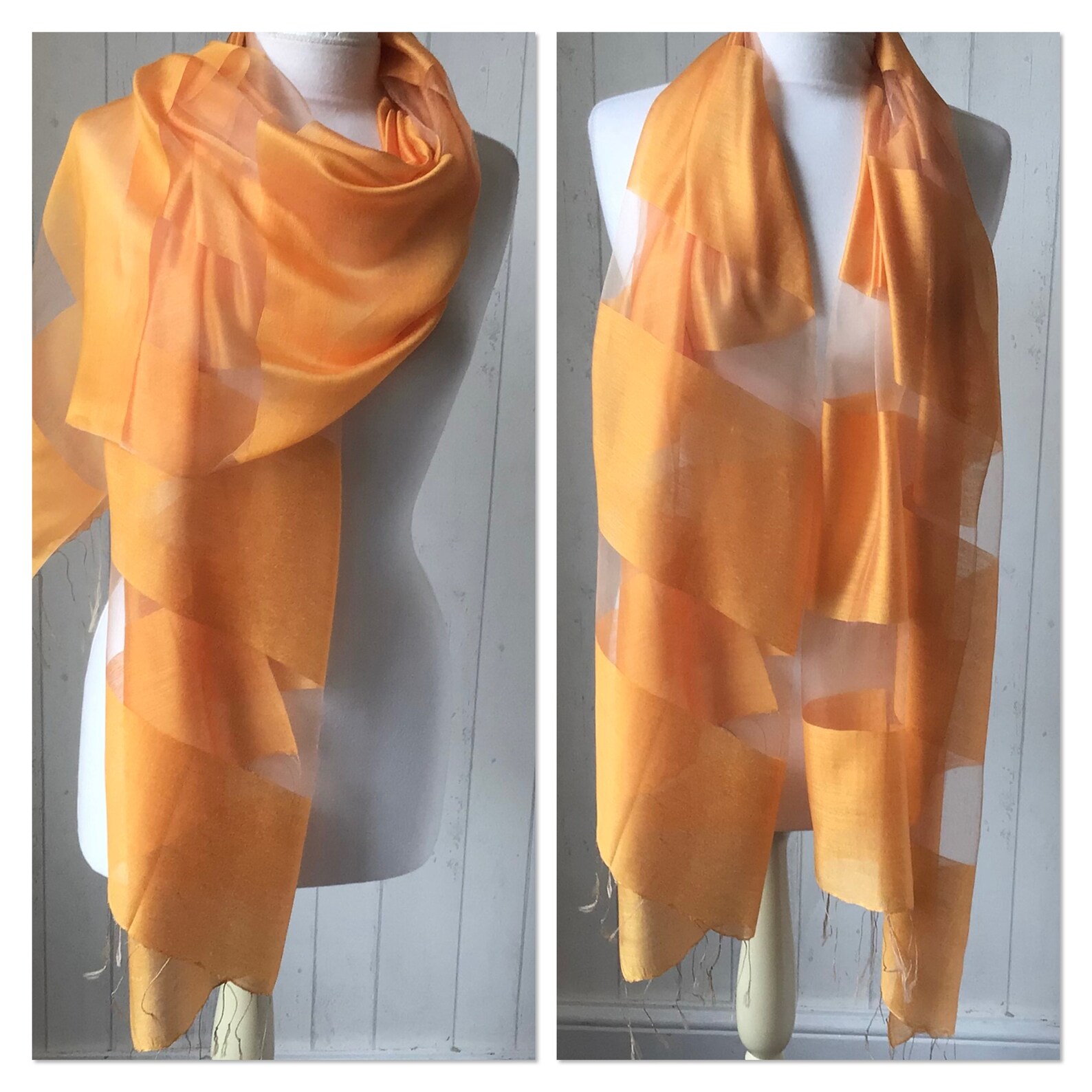 Orangey Yellow Silk Lurex Sheen Wrap Shawl Scarf / Orangey - Etsy