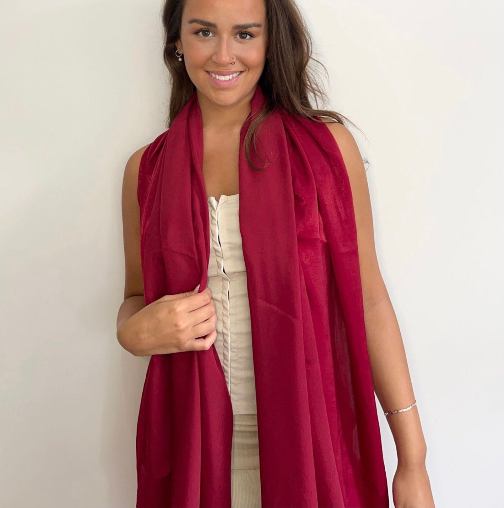 Red Silk Shawl /scarlett Red Wrap / Silk Red Shawl / Red Pashmina / Red ...