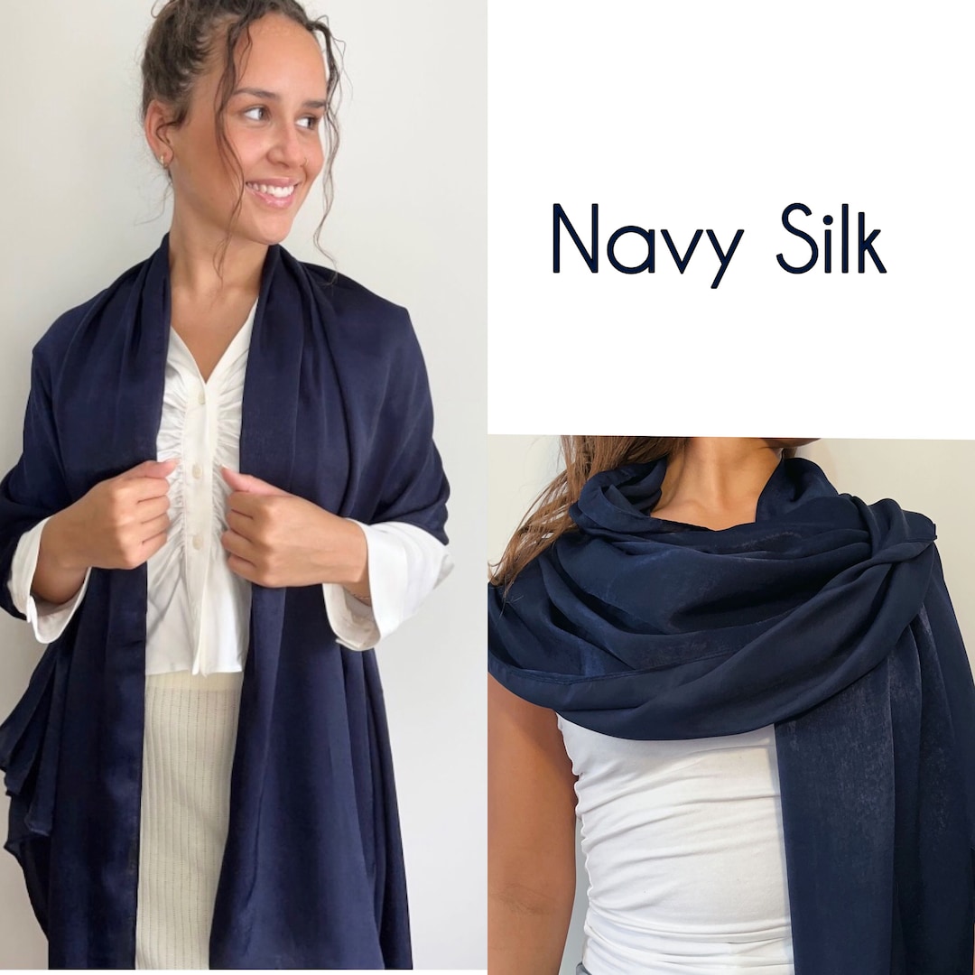Navy Silk Shawl / Navy Silk Wrap / Wedding Navy Shawl /navy Weddings - Etsy