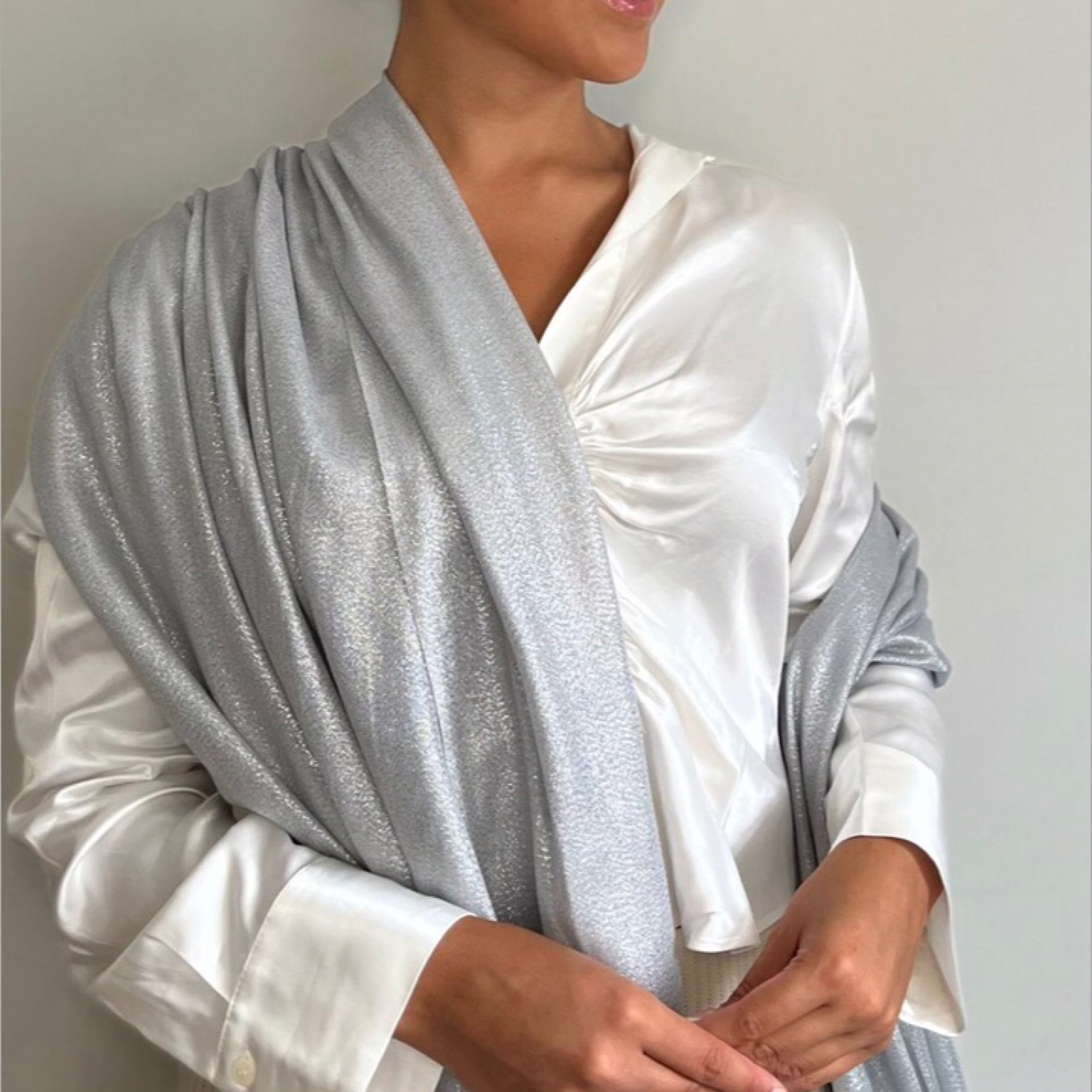 Silver Pashmina / Grey Silver Sheen Shawl / Silver Wrap / Silver ...
