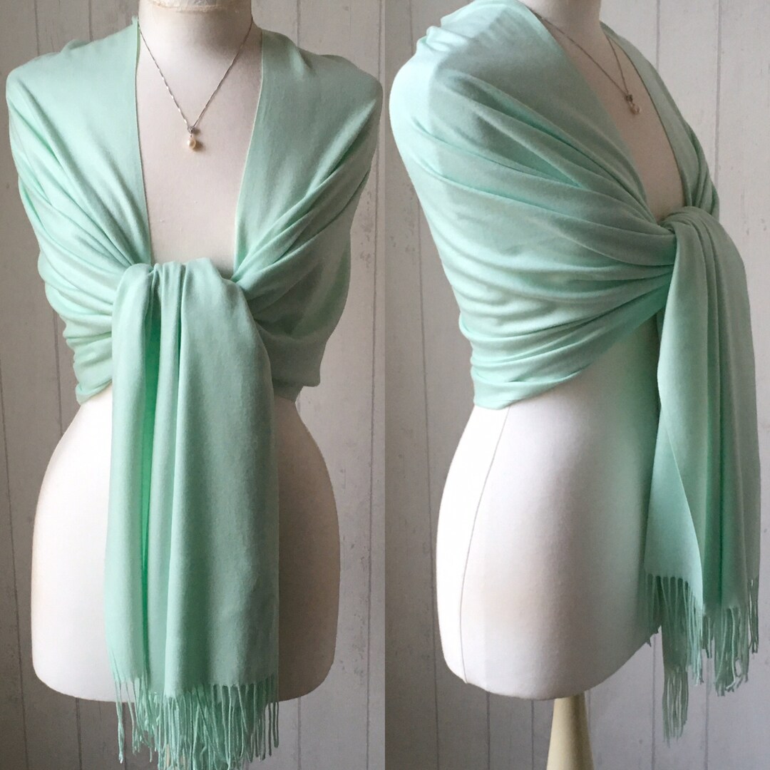 Pashmina Wool Mint Green/green Pashmina/green Wrap/mint Green - Etsy
