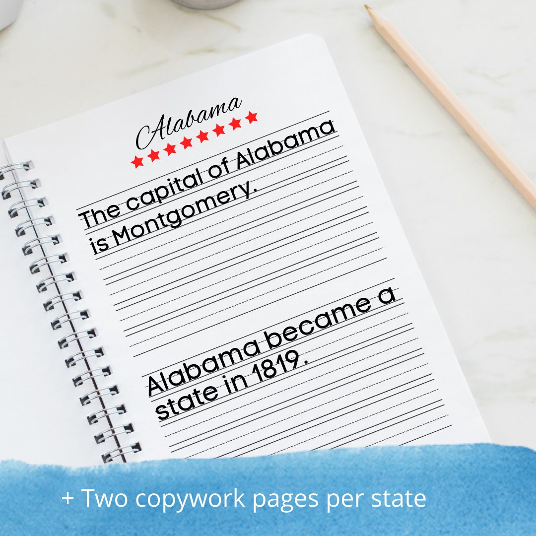 Practice Print Writing the U.S. States, Capitals, and Fun Facts With ...