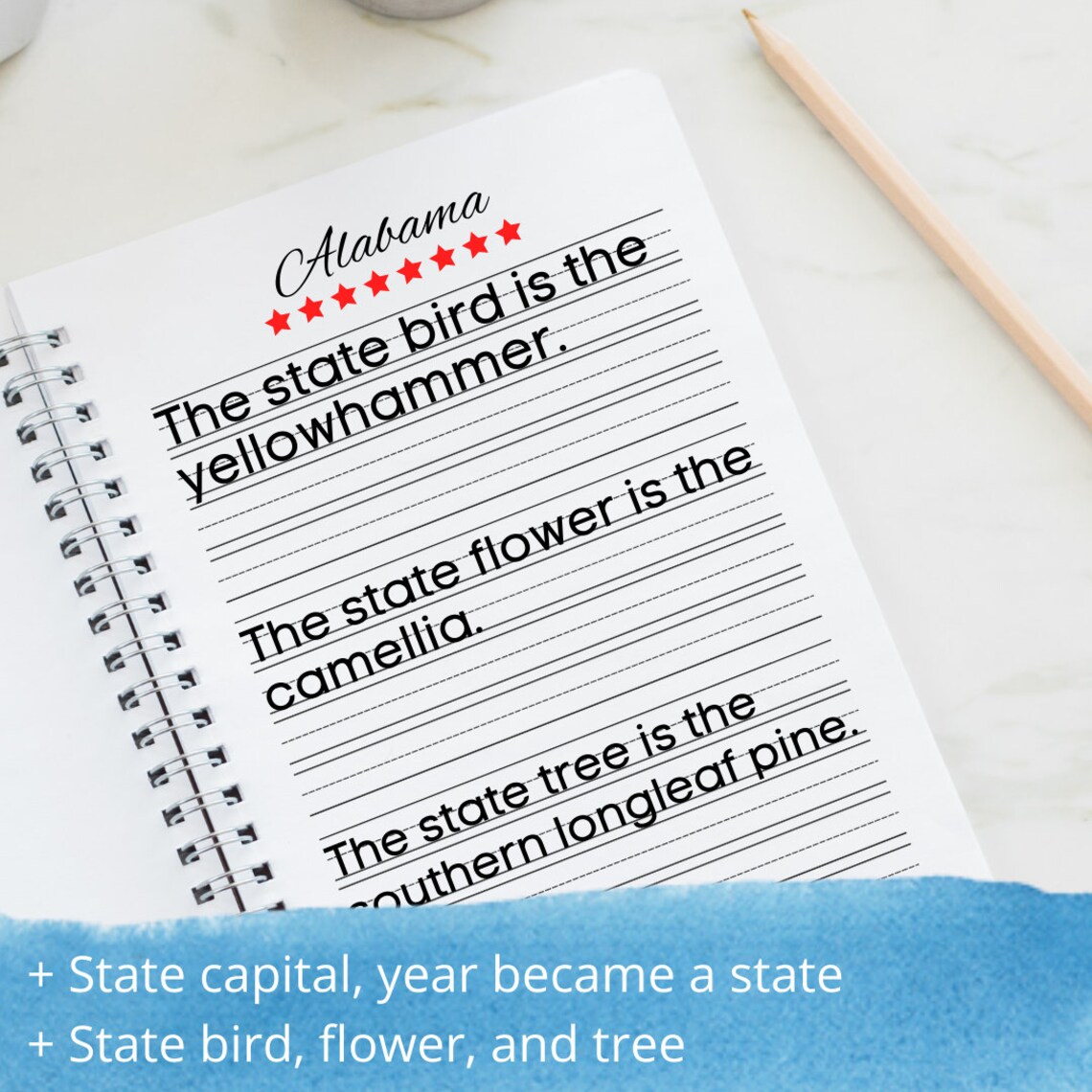 Practice Print Writing the U.S. States, Capitals, and Fun Facts With ...