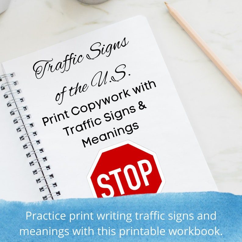 Practice Print Writing the U.S. Traffic Signs and Meanings With This ...