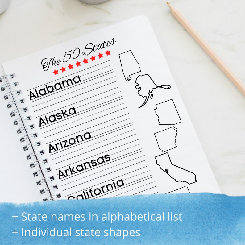 Practice Print Writing the U.S. States, Capitals, and Fun Facts With ...