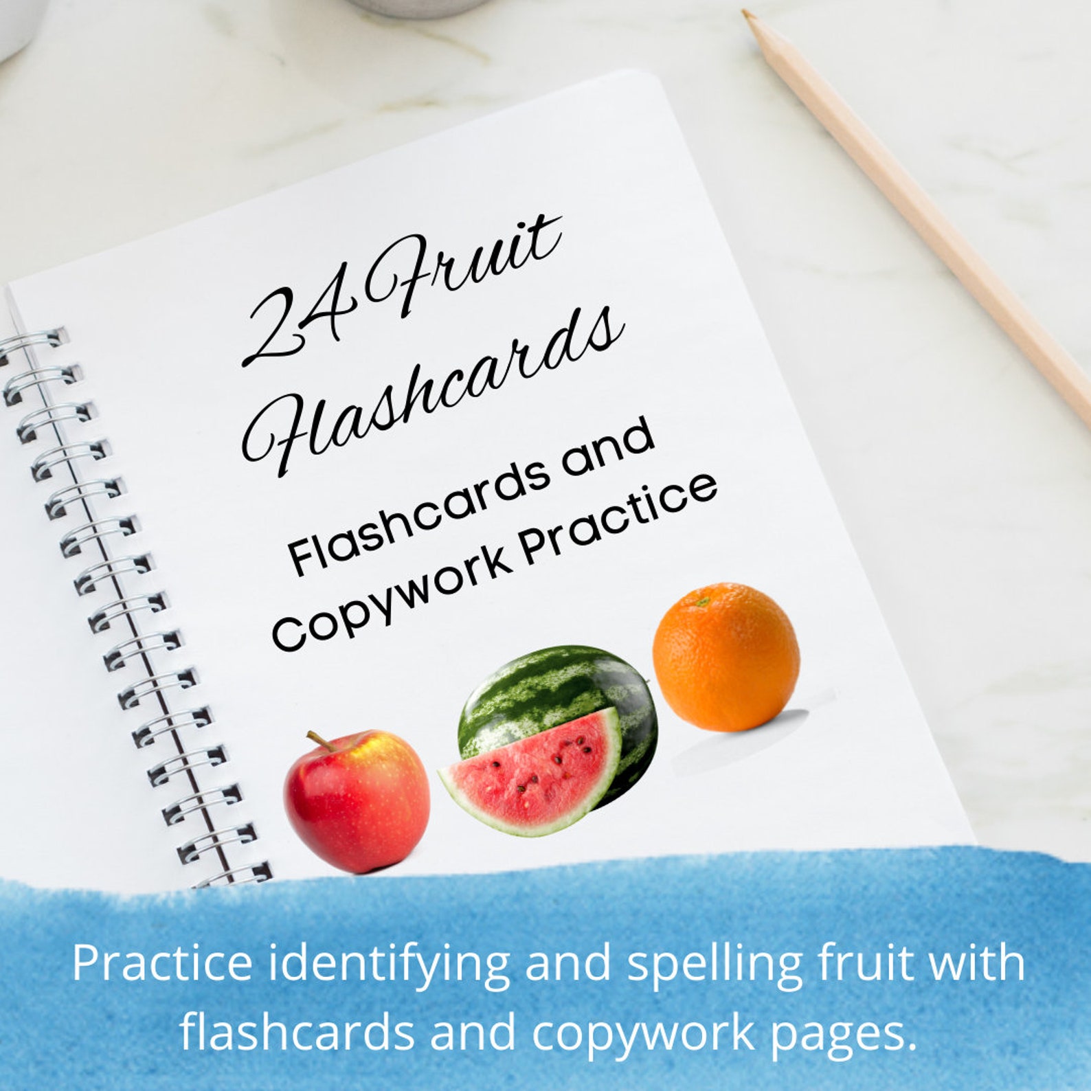 Practice Identifying and Spelling Fruit With Flashcards and Lined Paper ...