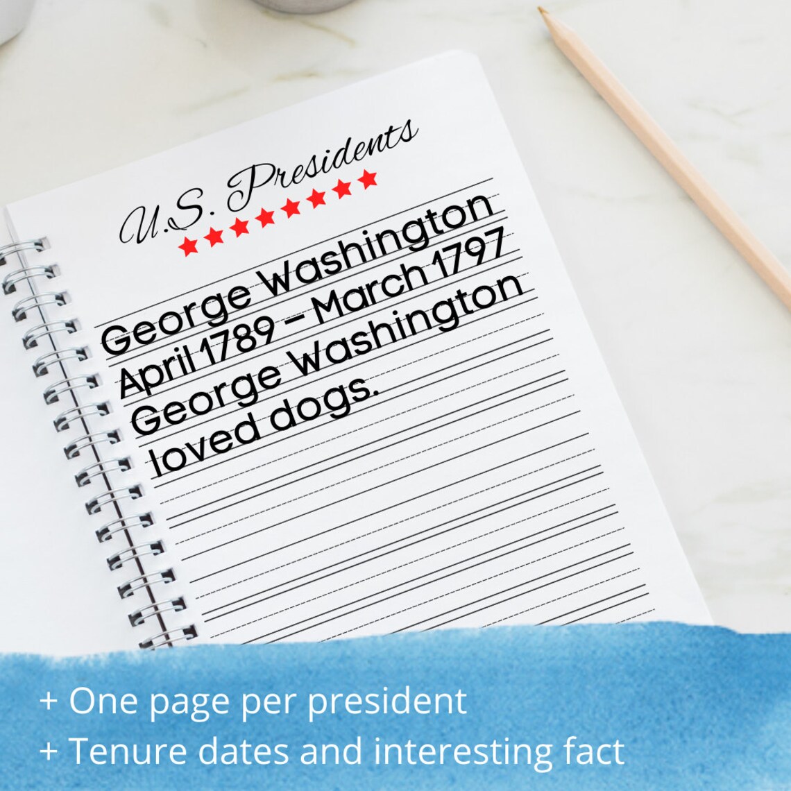 Practice Print Writing the U.S. Presidents, Tenure Dates, and Fun Facts ...