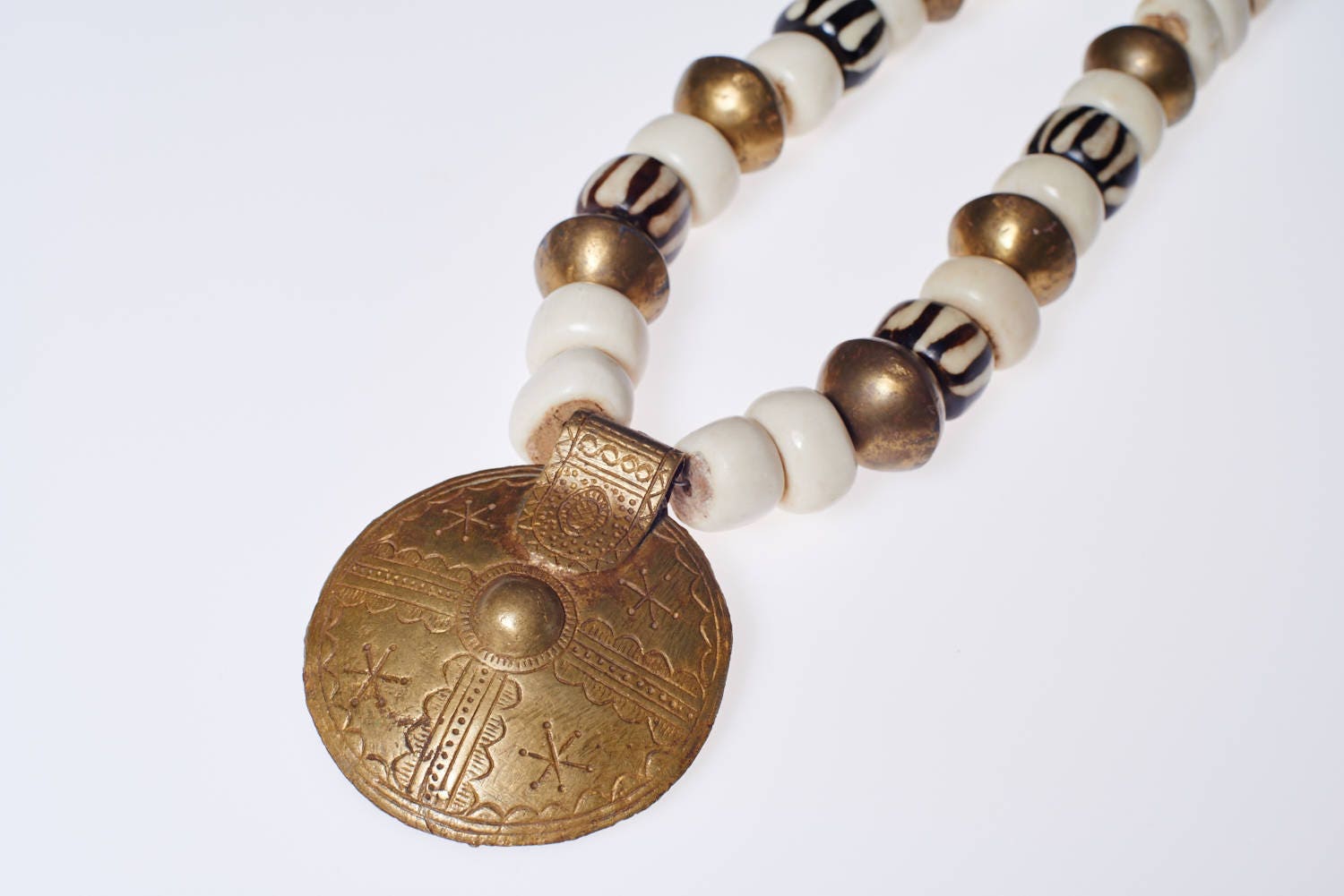 MALI Pendant/african Bronze/mali Copper/batik Bone Beads/striking ...