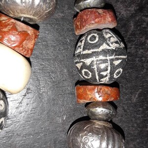 Indian Shellac Silver/red Bauxite/hebron Powderglas/bone Beads - Etsy