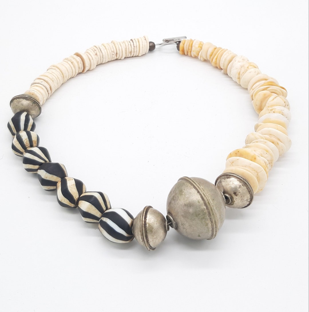 Shell Beach Chain Necklace/ostrich Egg Shells/fossil Shells/antique ...