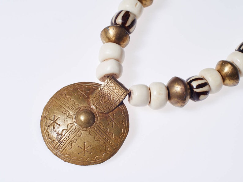 MALI Pendant/african Bronze/mali Copper/batik Bone Beads/striking ...