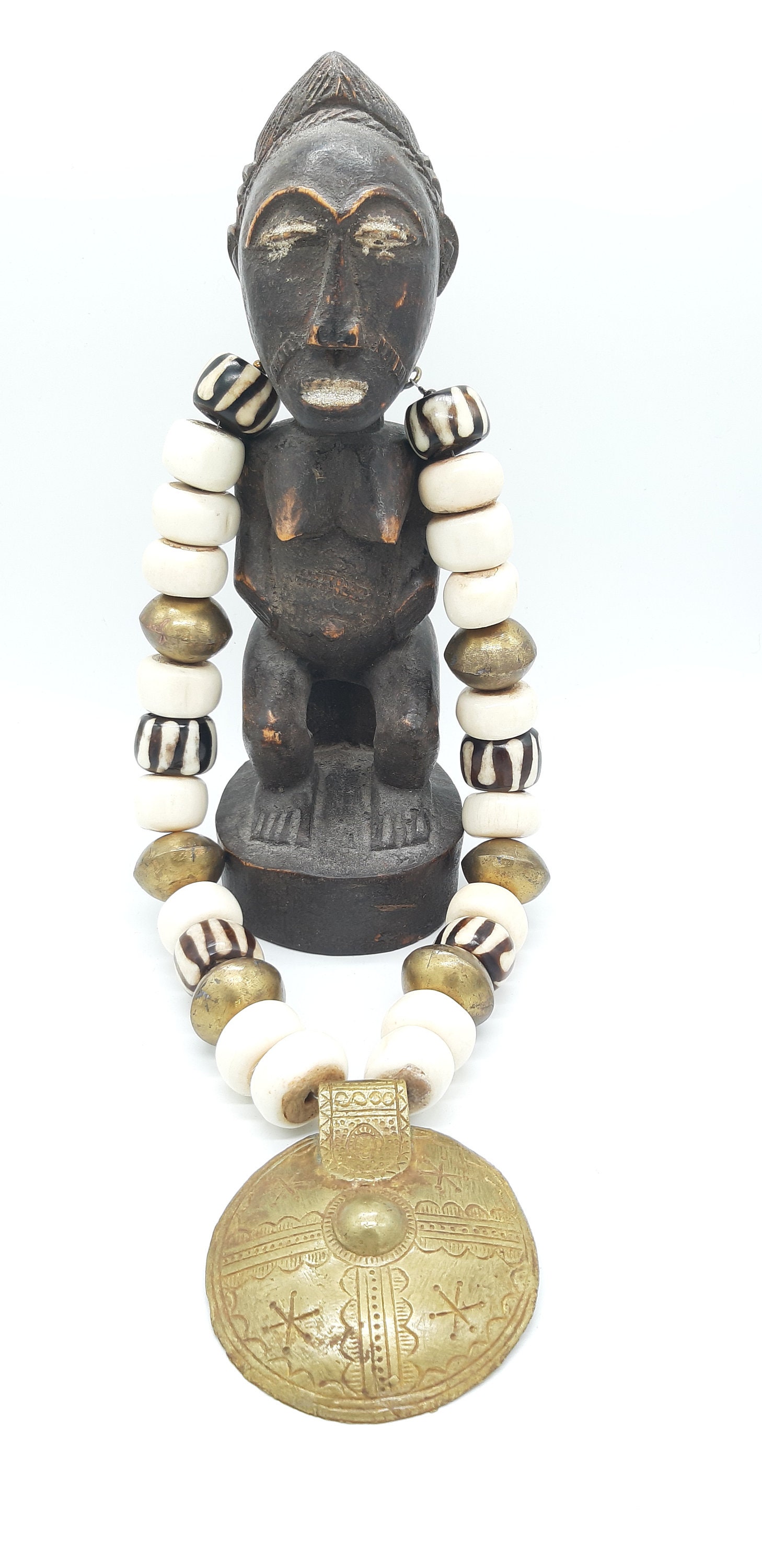 MALI Pendant/african Bronze/mali Copper/batik Bone Beads/striking ...