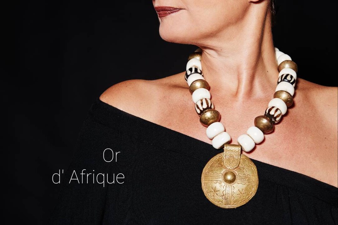 MALI Pendant/african Bronze/mali Copper/batik Bone Beads/striking ...