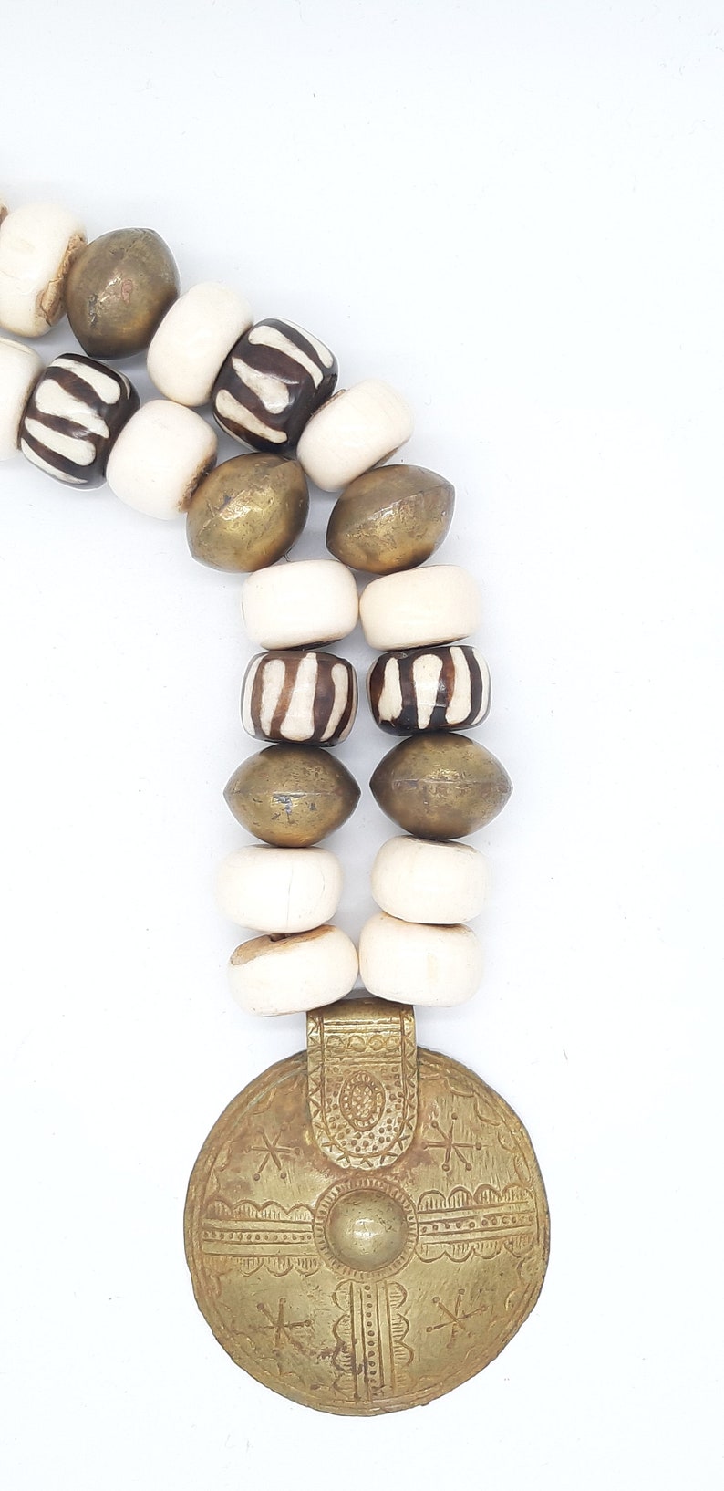 MALI Pendant/african Bronze/mali Copper/batik Bone Beads/striking ...