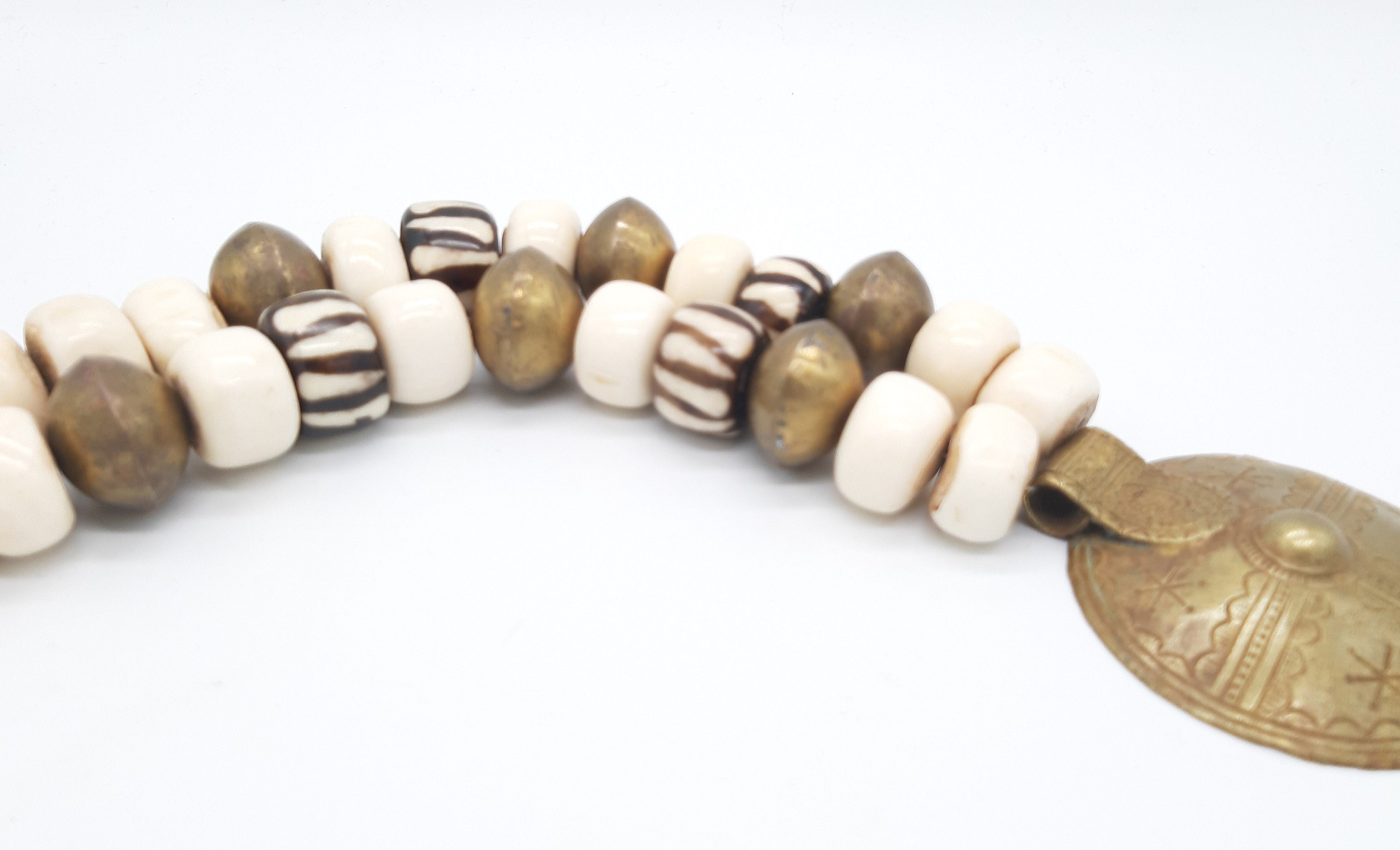 MALI Pendant/african Bronze/mali Copper/batik Bone Beads/striking ...