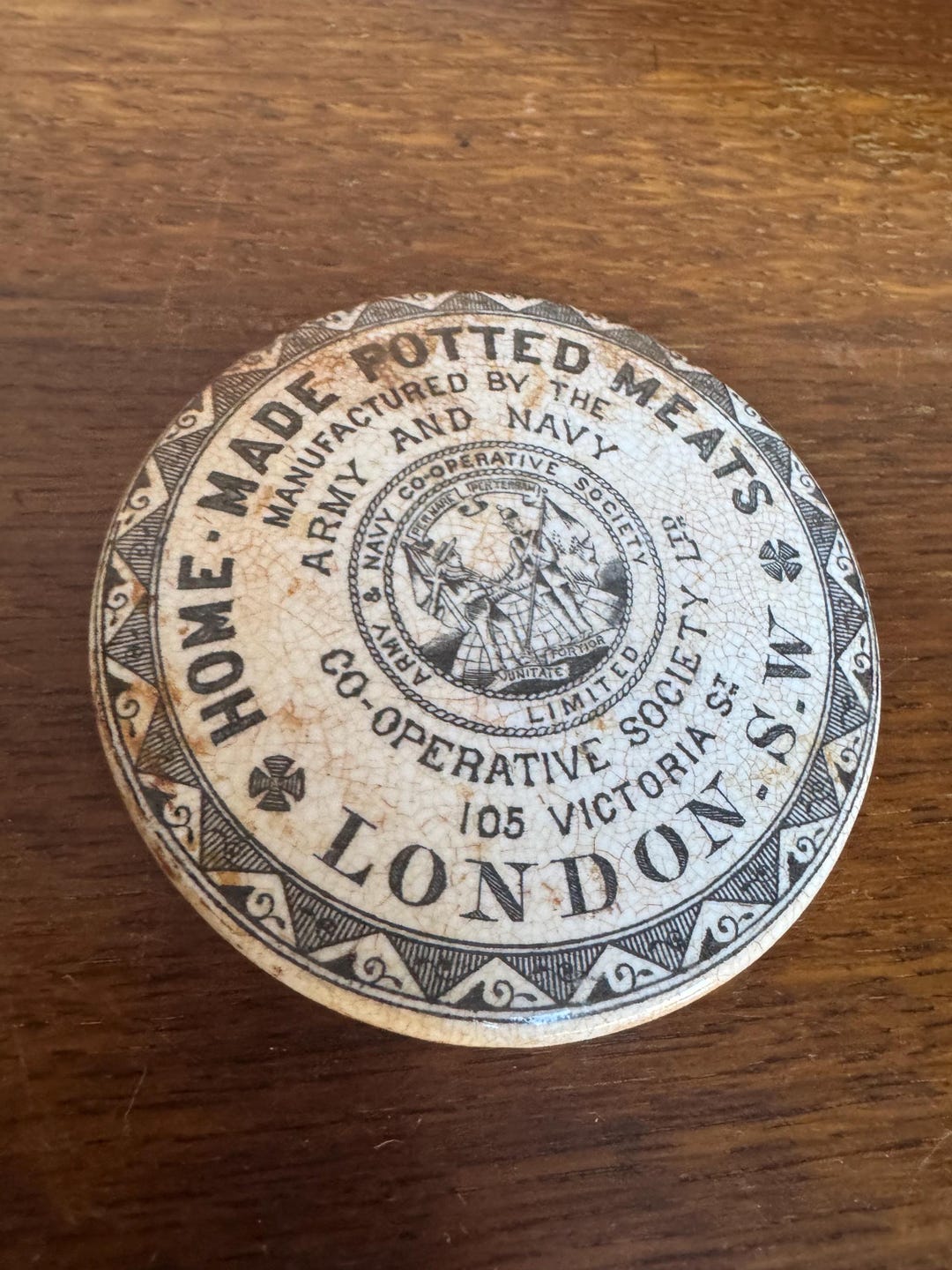 Antique 19c Stoneware Pot Lid Transfer Print ‘home Made Potted Meats ...