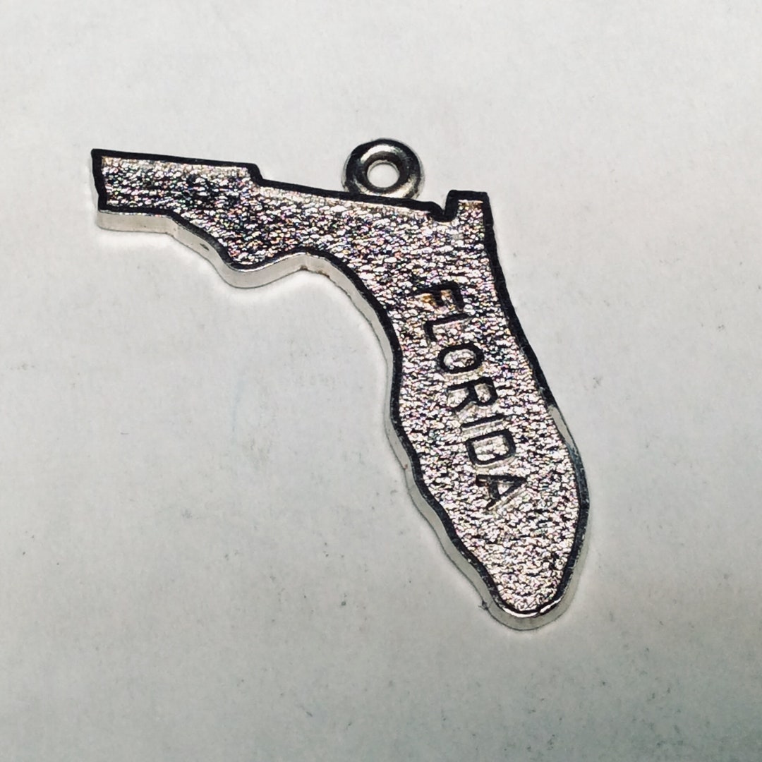 Sterling Silver Florida State Map Vintage Charm # 1816 - Etsy